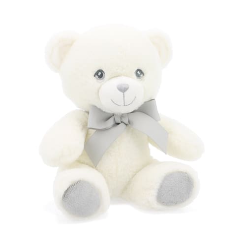 20cm Keeleco Baby White & Grey Bear with Ribbon | Toys | Toy Street UK