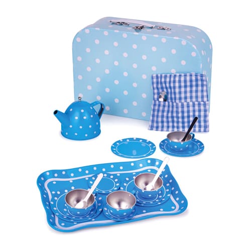 Blue Polka Dot Tin Tea Set | Toys | Toy Street UK