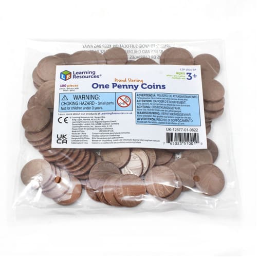 UK Play Money - One Penny Pieces (Set of 100) | Toys | Toy Street UK